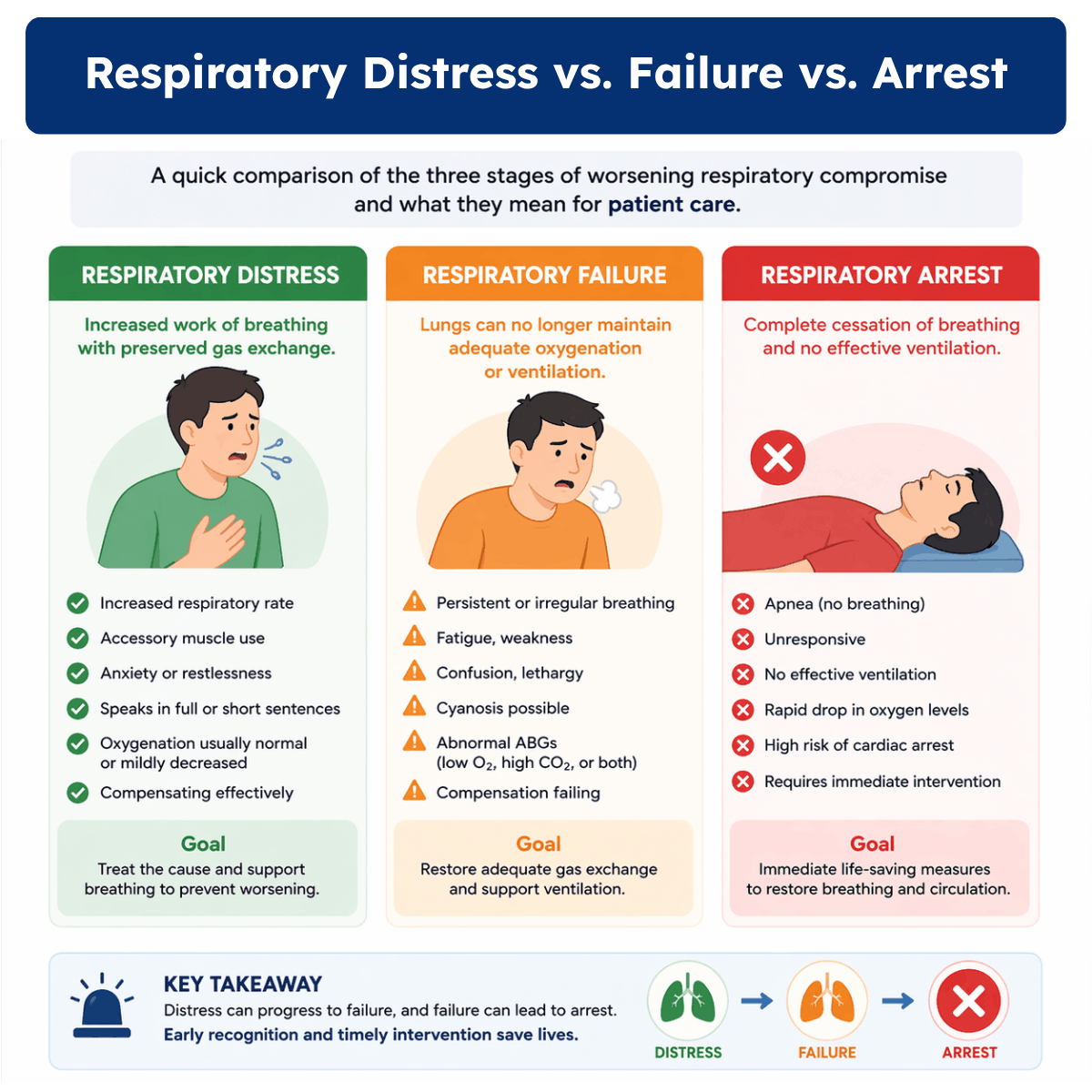 Respiratory Distress vs. Failure vs. Arrest: Key Differences