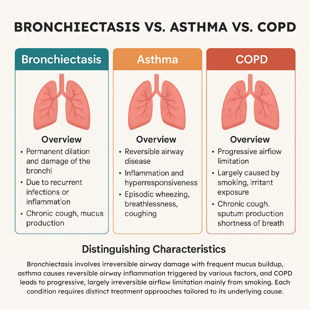 Bronchiectasis vs. Asthma vs. COPD: What's the Difference?